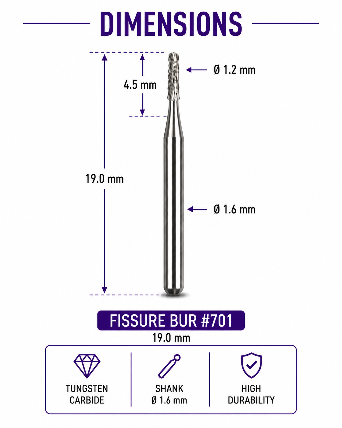 Tungsten carbide fissure burs #701